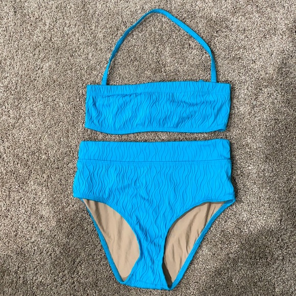 Athena | Swim | Athena Textured Blue Bikini Set | Poshmark